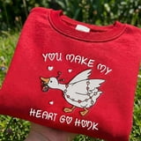 Embroidered Valentine Goose Sweatshirt – Romantic Goose Design ...
