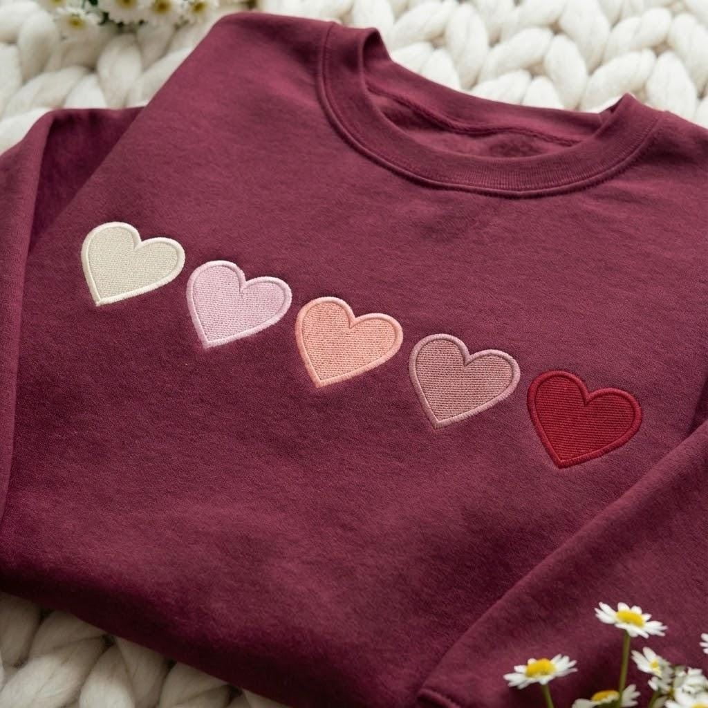 Embroidered Valentine Heart Sweatshirt, Cute Valentine Sweatshirts, Valentine Sweatshirts ...