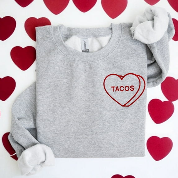 Embroidered Valentine Sweatshirt with Candy Hearts - Valentine Gift ...