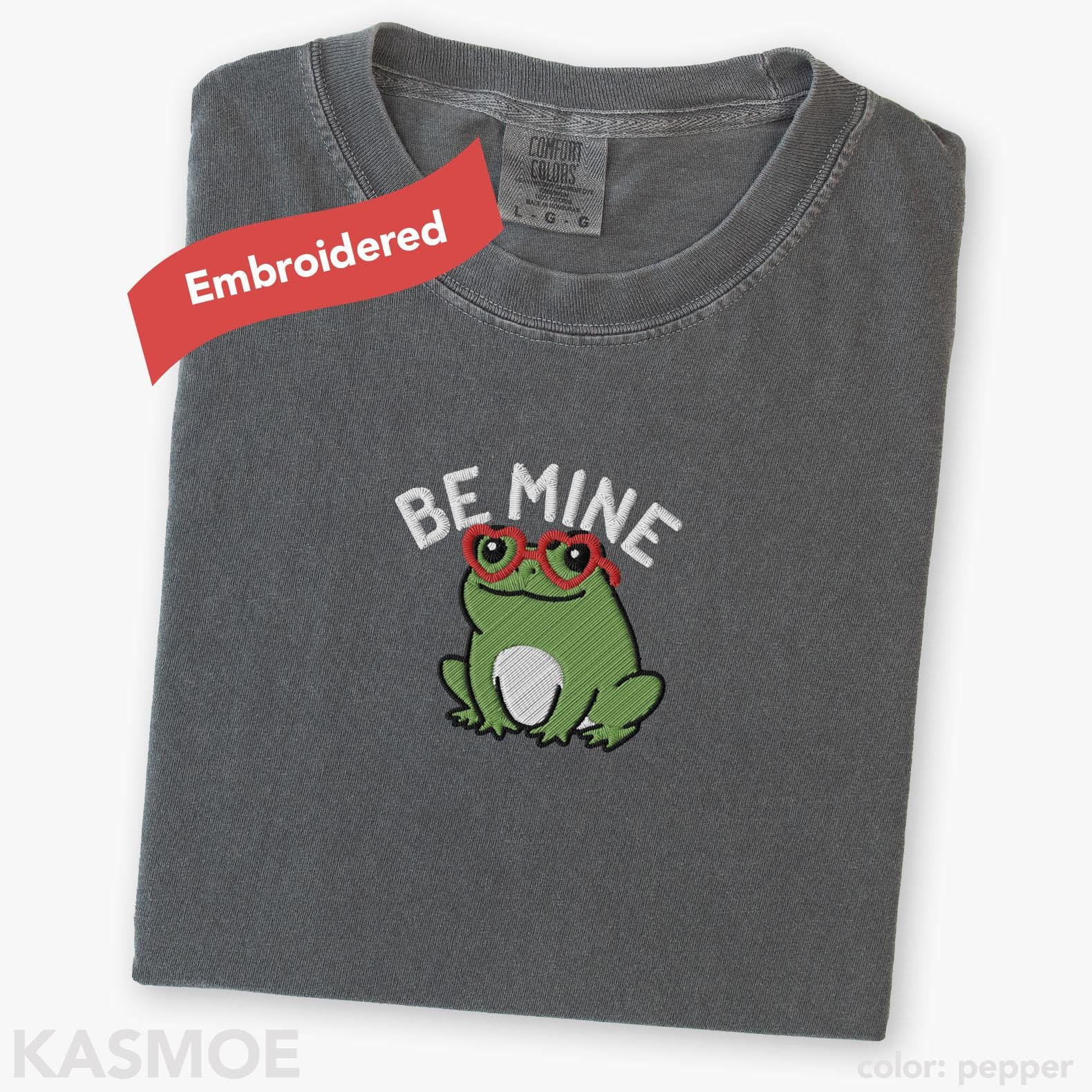 Embroidered Valentine's Day Shirt, Funny Frog Be Mine Valentine Tee ...