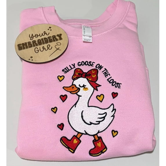 Embroidered Valentine's Theme Toddler Silly Goose On The Loose Crewneck ...