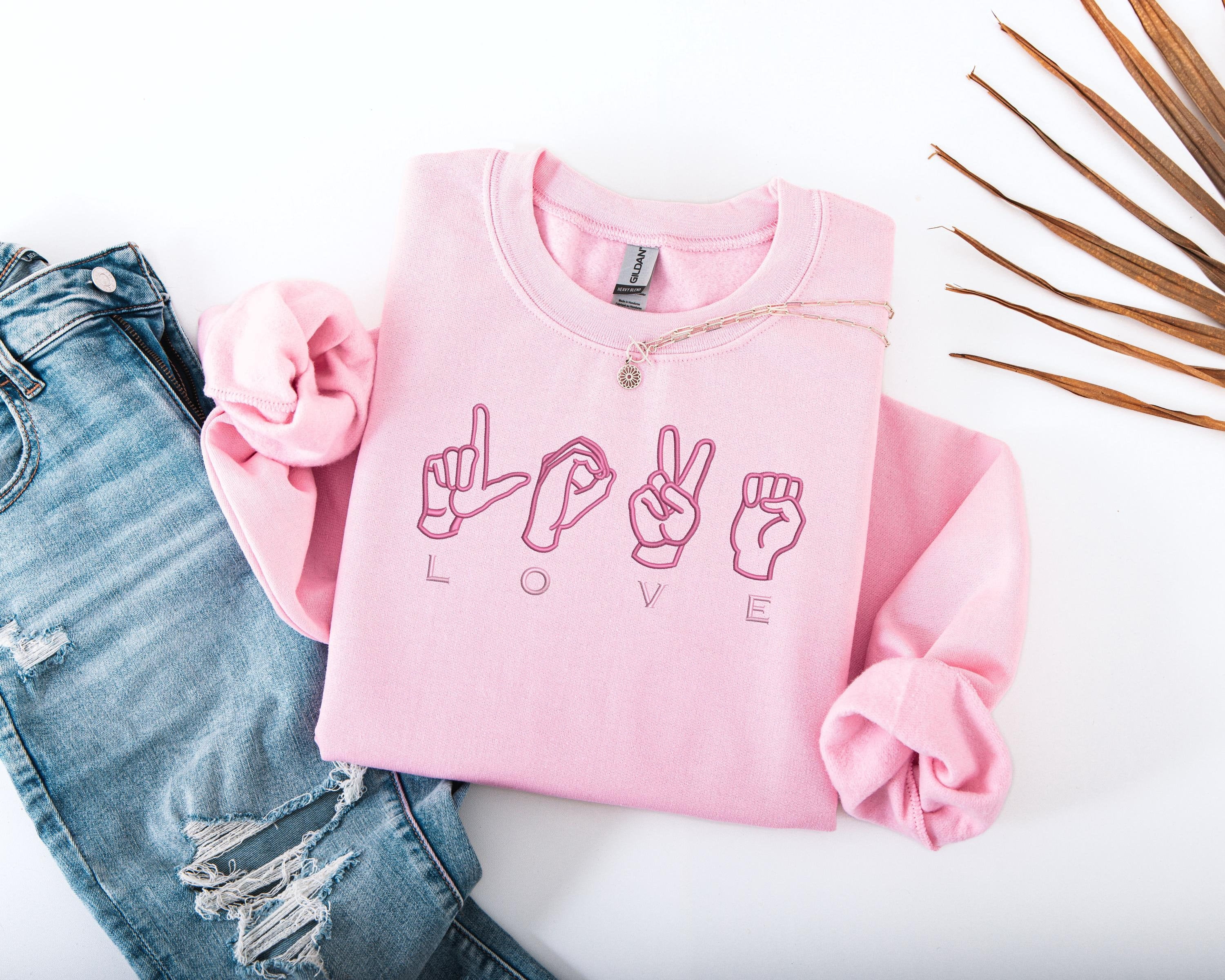 Embroidered Valentines Day ASL Shirt, Love Sign Language, Valentines ...