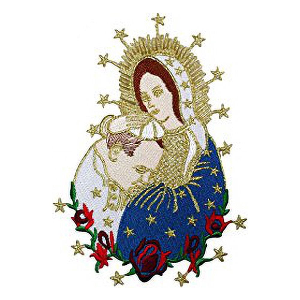 Embroidered Virgin Mary & Pope Applique Patch Metallic Gold Santa y ...
