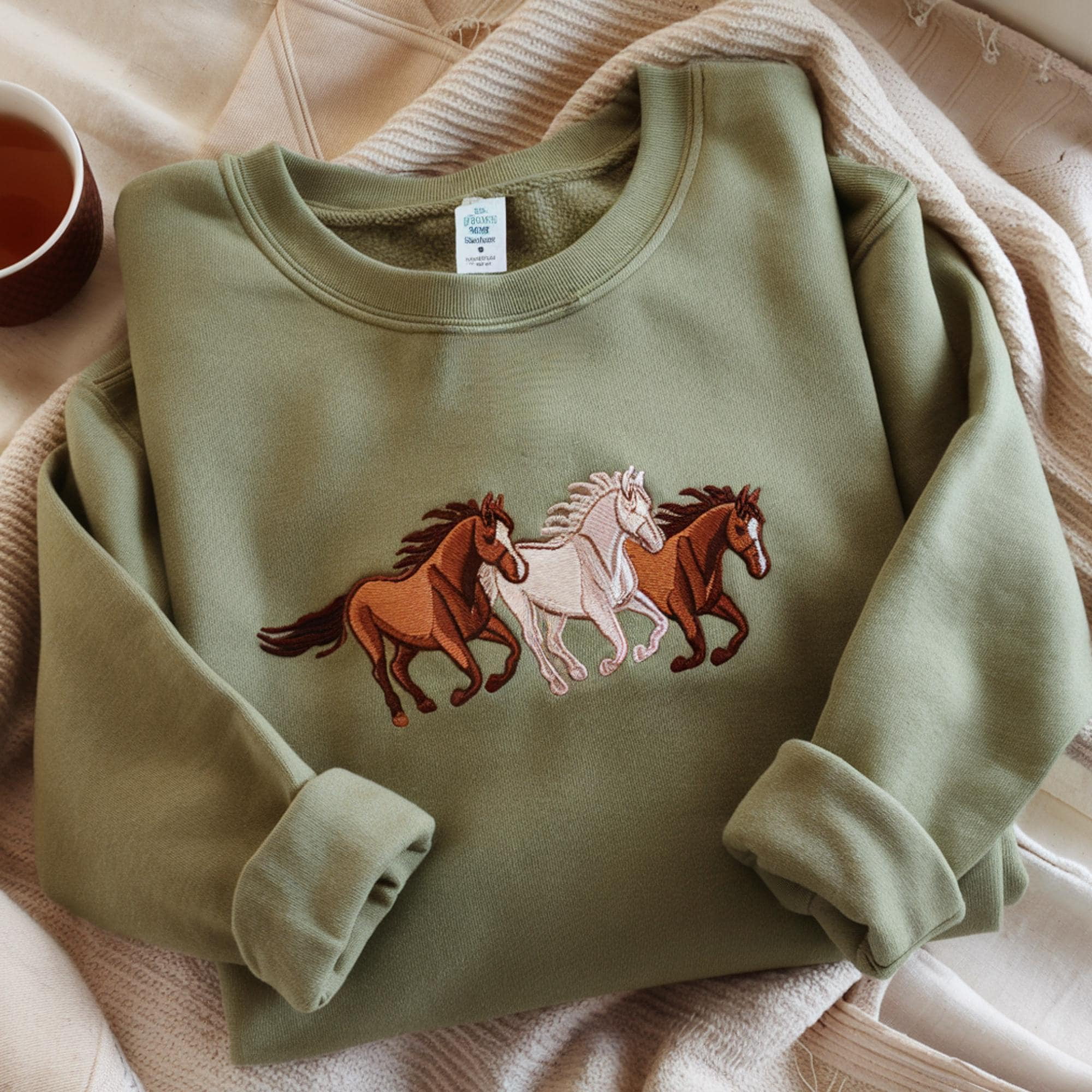 Embroidered Western Horses Sweatshirt, Trendy Animal Gift - Walmart.com