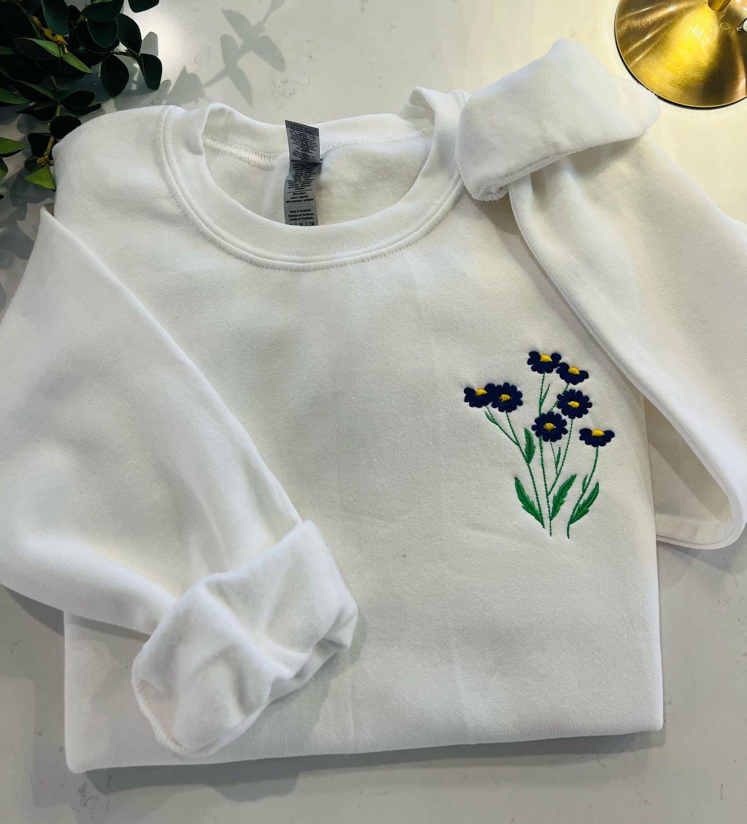 Embroidered Wildflower Sweatshirt: Botanical Spring Hoodie - Walmart.com