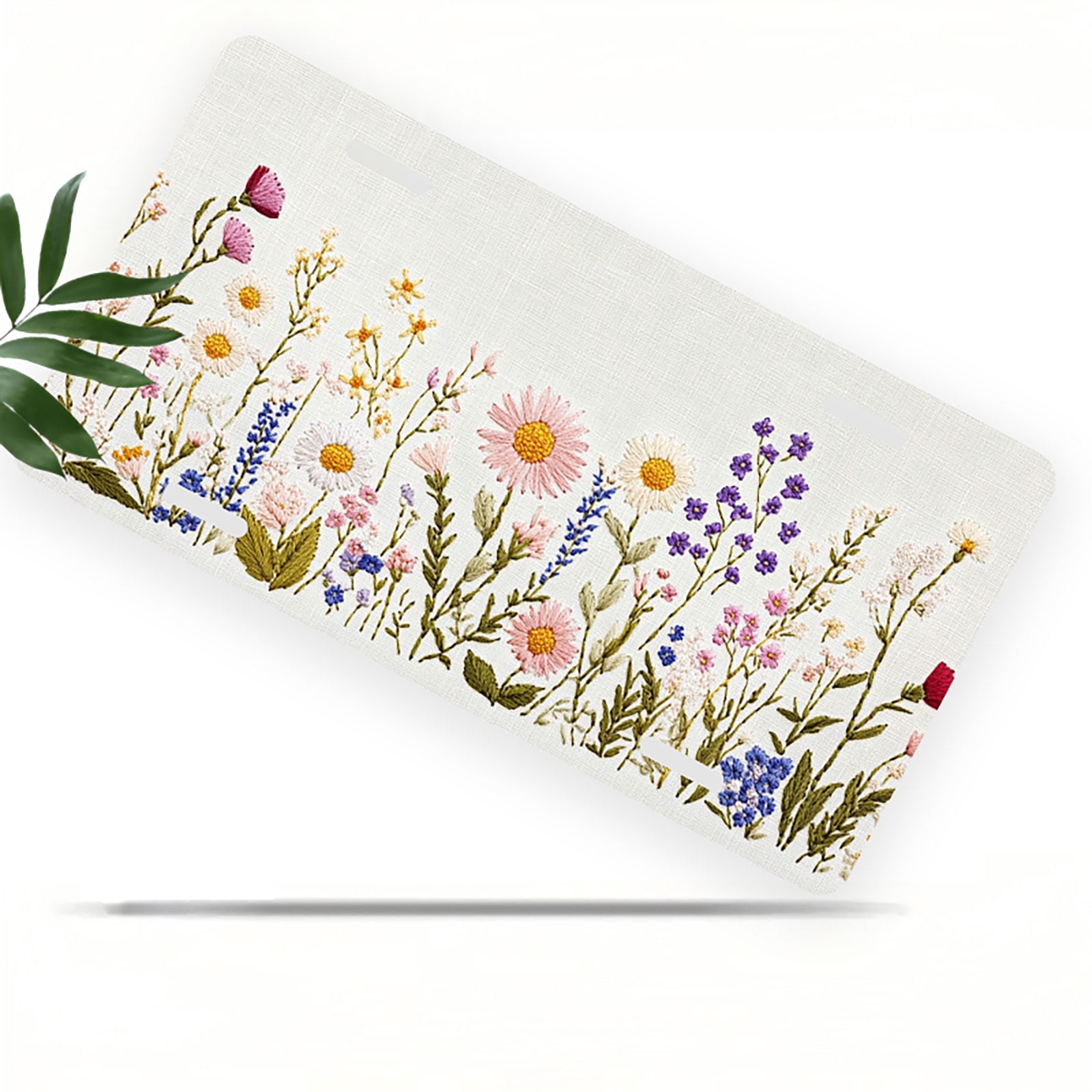 Embroidered Wildflowers Front License Plate, Metal License Plate, Funny ...