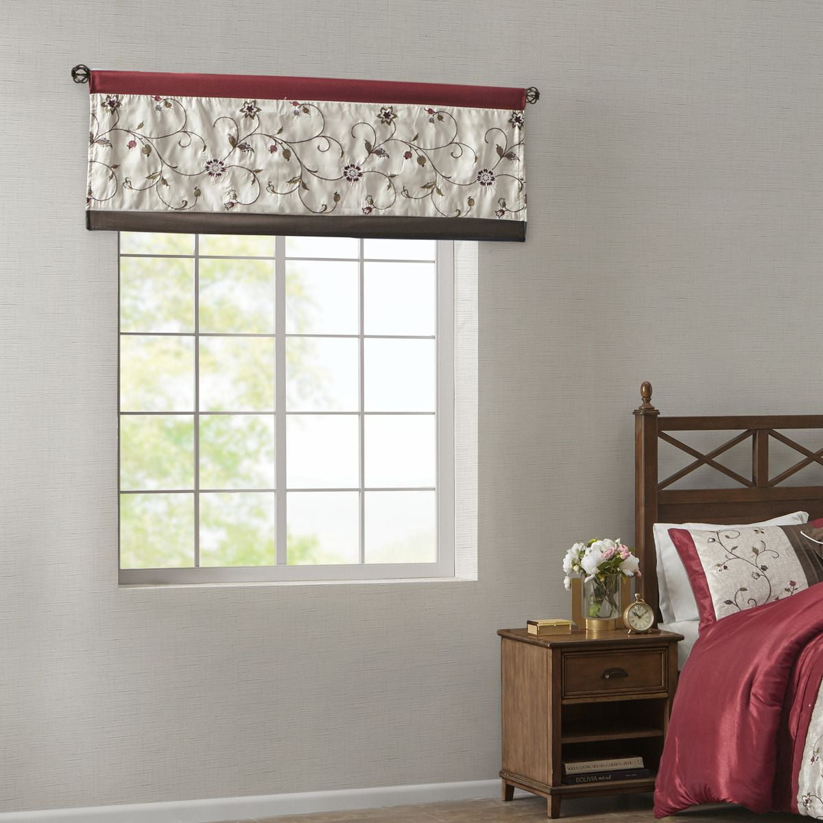 Embroidered Window Valance Red 50x18" as Pic - Walmart.com
