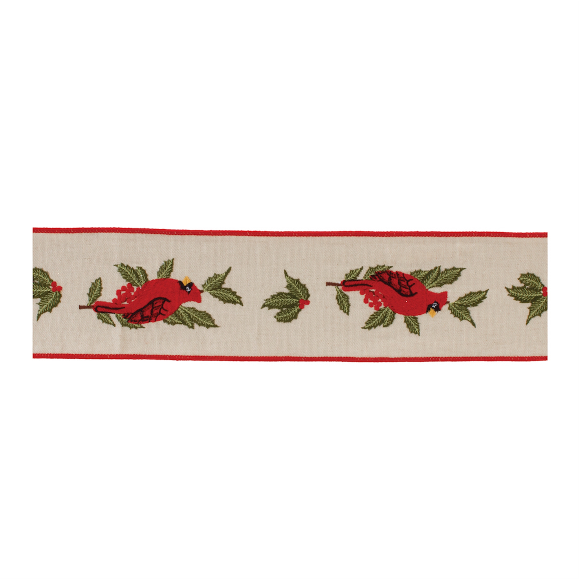 Embroidered Winter Cardinal Ribbon 4" x 5 yds. - Walmart.com