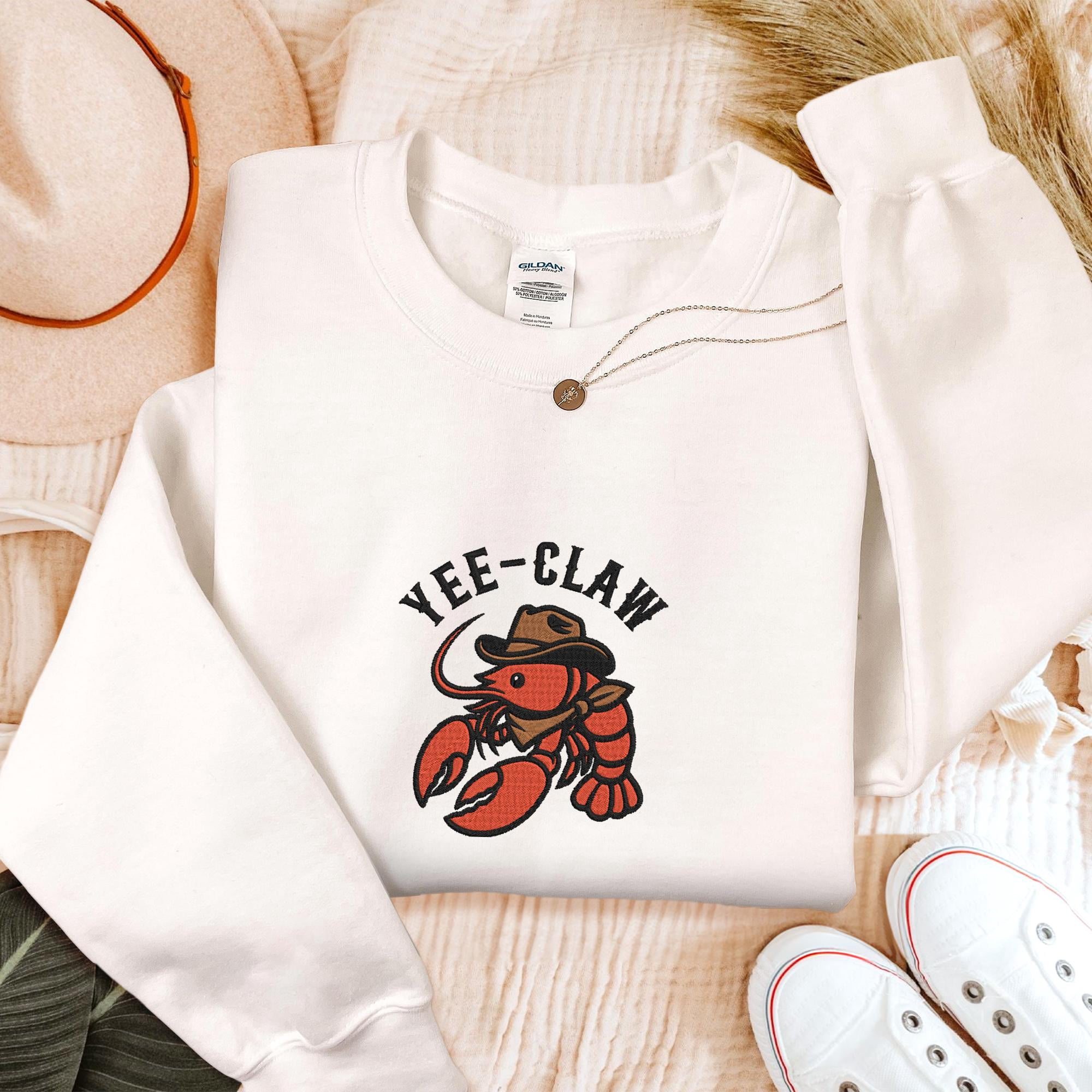 Embroidered Yee Claw Sweatshirt, Cowboy Crawfish Meme Shirt, Sarcastic ...