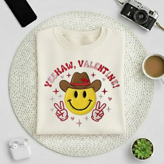 Embroidered Yeehaw Valentine Sweatshirt, Cute Western Valentine ...