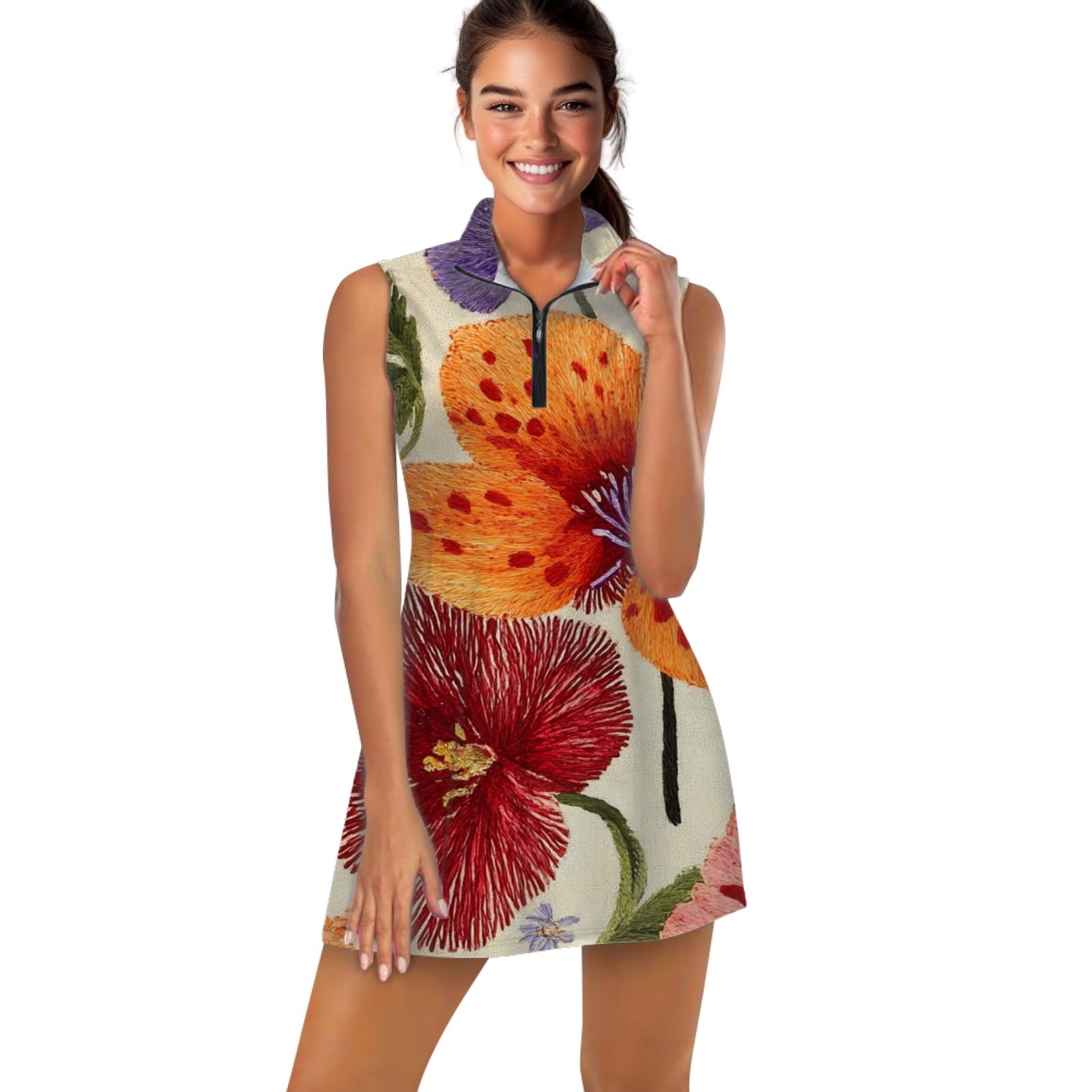 Embroidered floral textile art Sports Dresses Women Tennis Dress with ...
