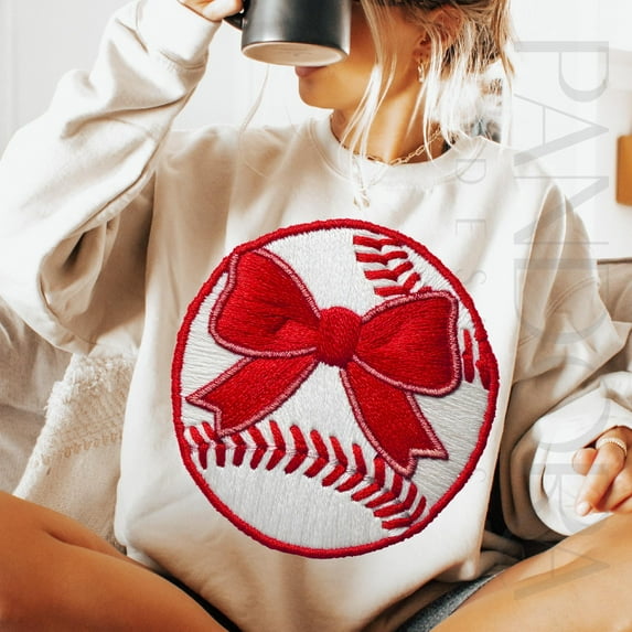Embroidery Baseball Png, Coquette Baseball Bow Png, Baseball Mama Shirt ...