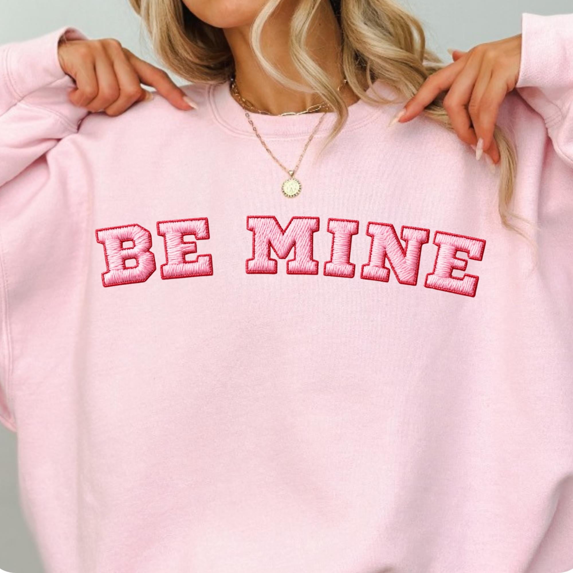 Embroidery Be Mine ,Pink Knitted Letters, Valentine’s Day Sublimation ...