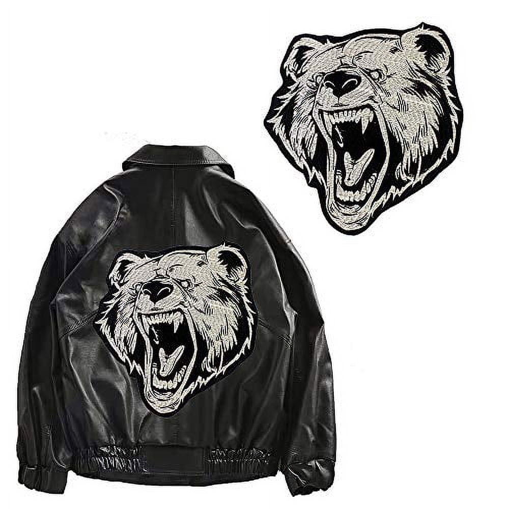Embroidery Bear Head Patches Iron on Stickers for Jacket Back ...