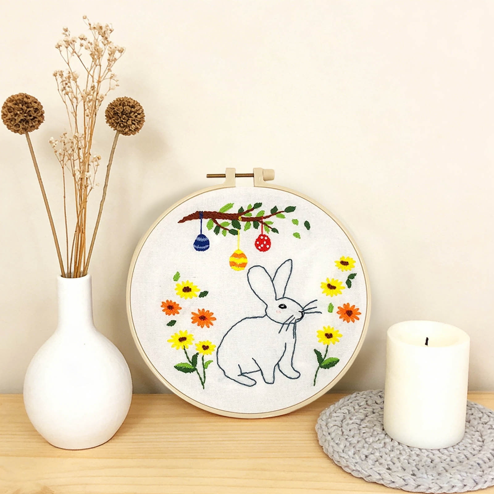 Embroidery Beginner Embroidery Needle Point Easter Rabbit Egg Pattern ...