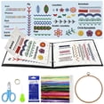 Embroidery Book Kit For Beginners, Grey Nylon Fabric, 24 Color Threads ...