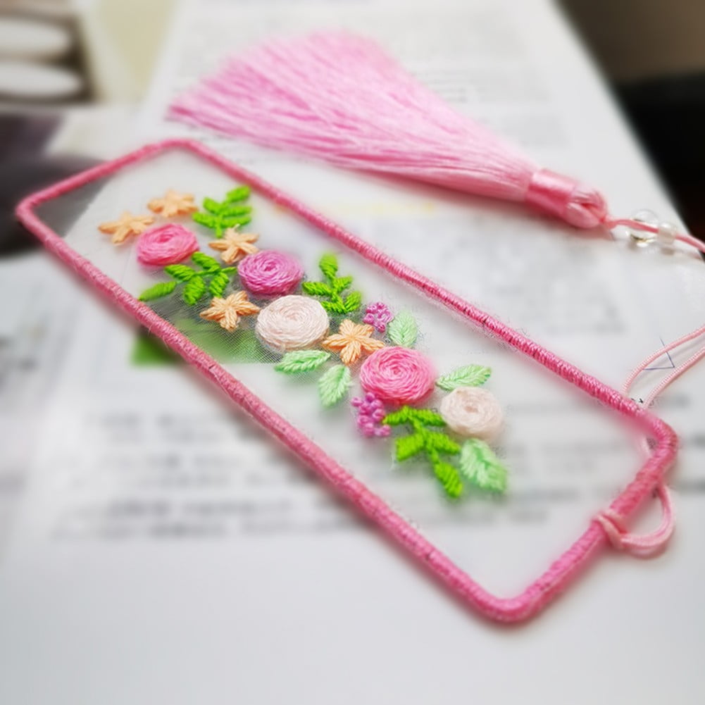 Embroidery Bookmark Kit With Pattern Instructions Adjustable Hoop For ...