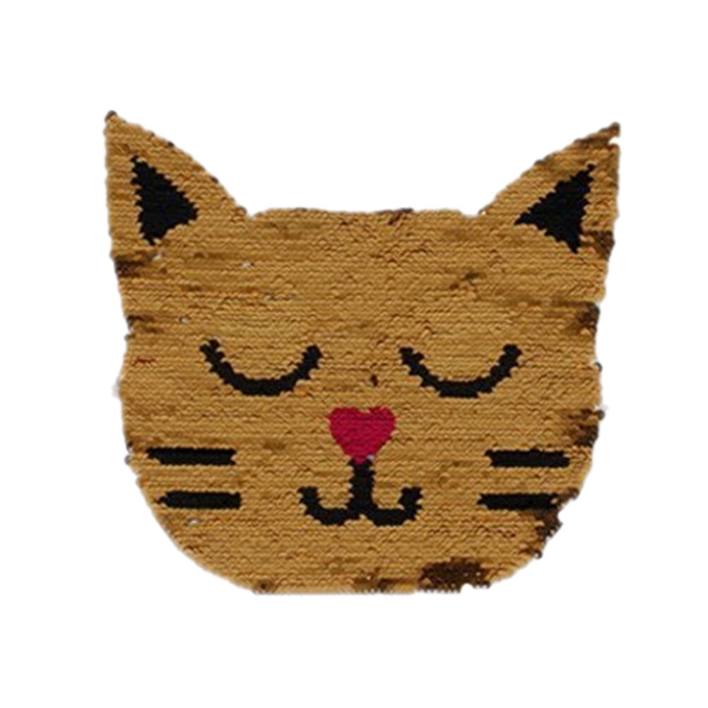Embroidery Cat Shaped Sequins Patches Cartoon Reversible Cloth Paste ...