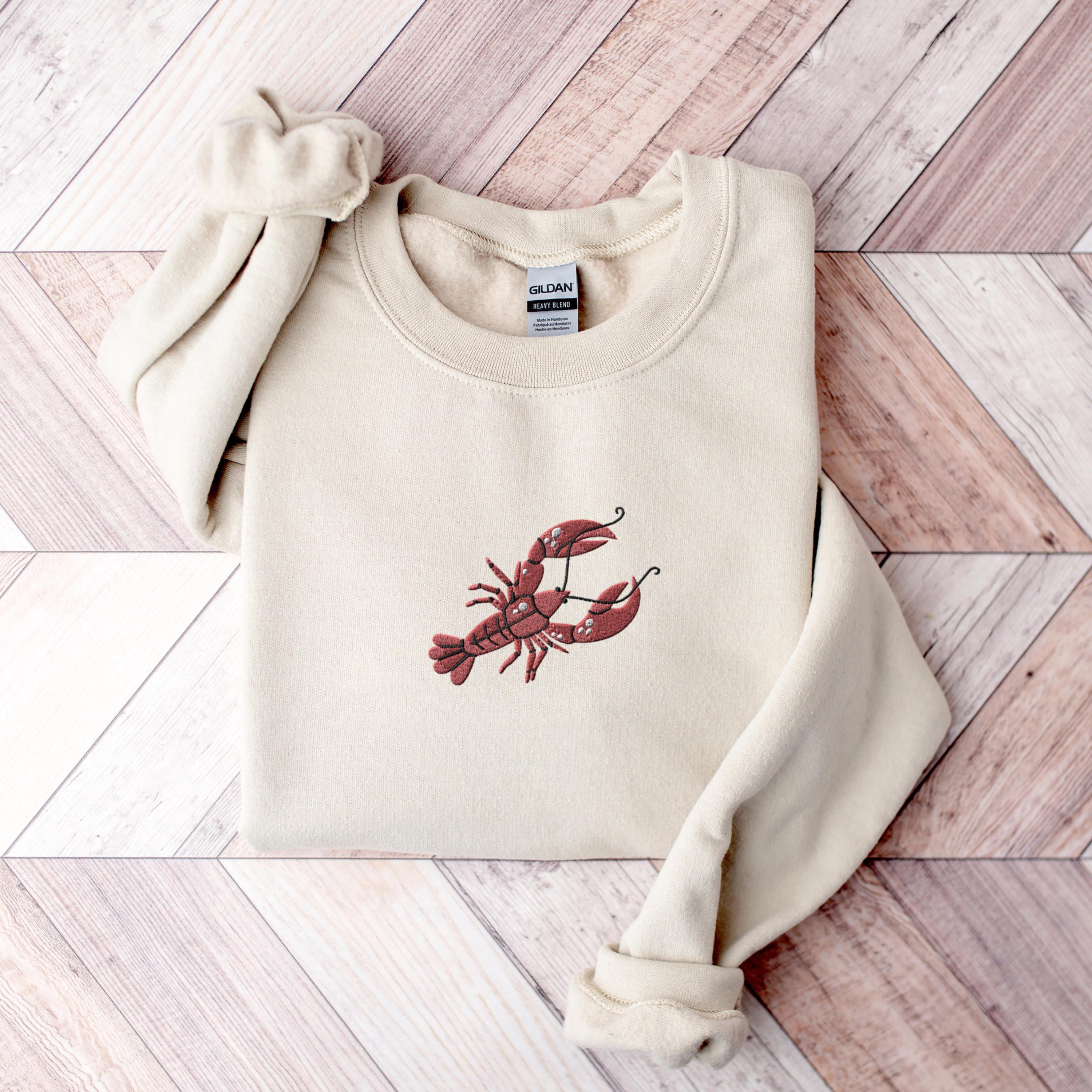 Embroidery Crawfish Sweatshirt, Embroidered Crayfish Season Outfit ...