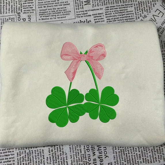 Embroidery Design : Coquette Four Leaf Clover Ribbon Baby Embroidery ...