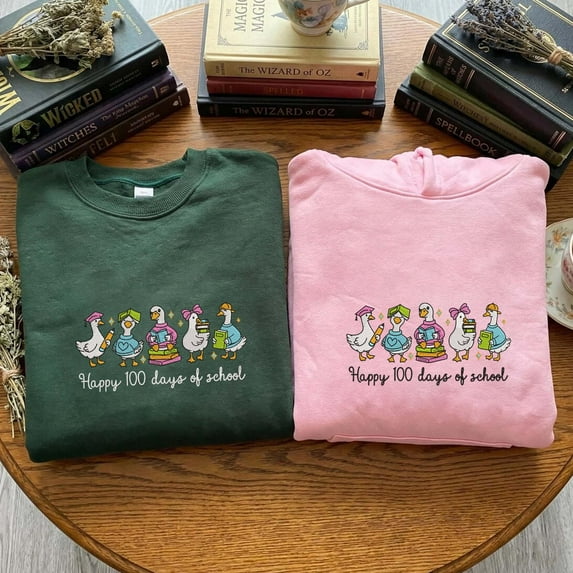Embroidery Design : Funny Goose School Embroidery, Happy 100 days of ...