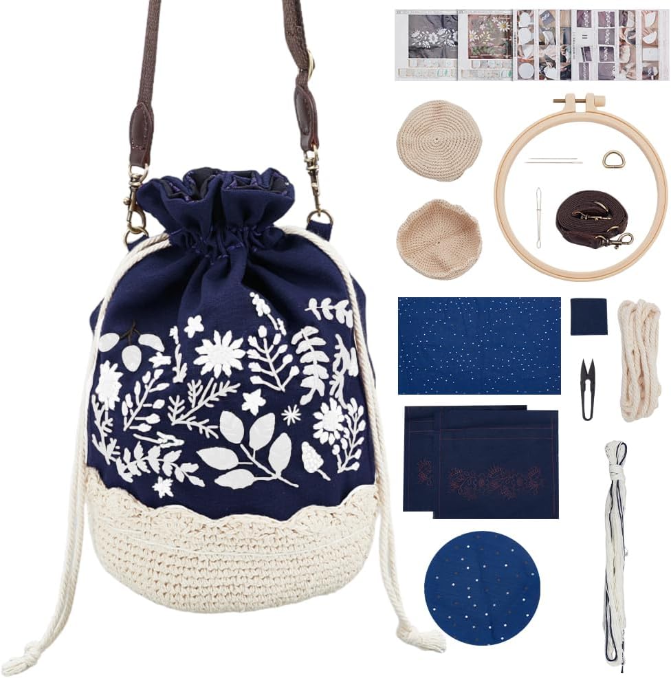 Embroidery Drawstring Bag Flower Style Needlepoint Kit for Adults ...