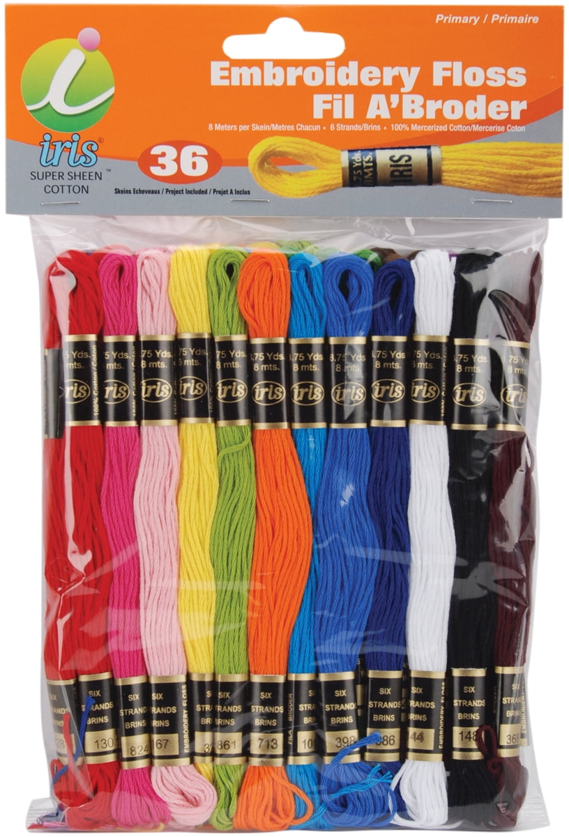 Embroidery Floss Pack 8.7yd 36/Pkg Primary Colors - Walmart.com