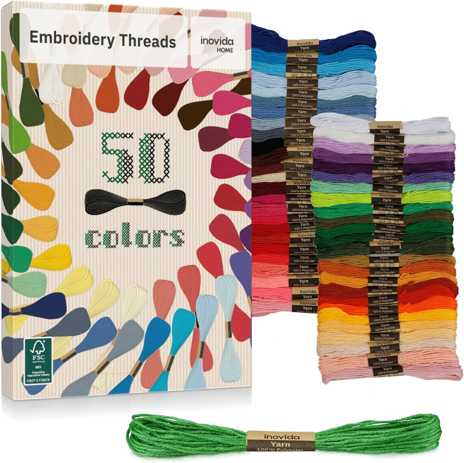 Embroidery Floss Set - 50 Colors x 16 Feet : Crafting & Sewing Thread ...