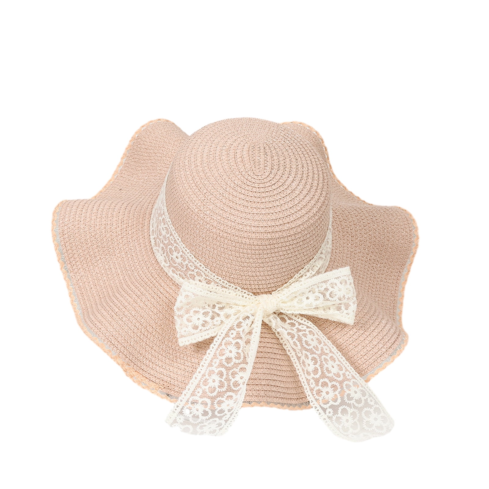 Embroidery Flower Pattern Ribbon Bowknot Decor Sun Hat - Round Dome ...