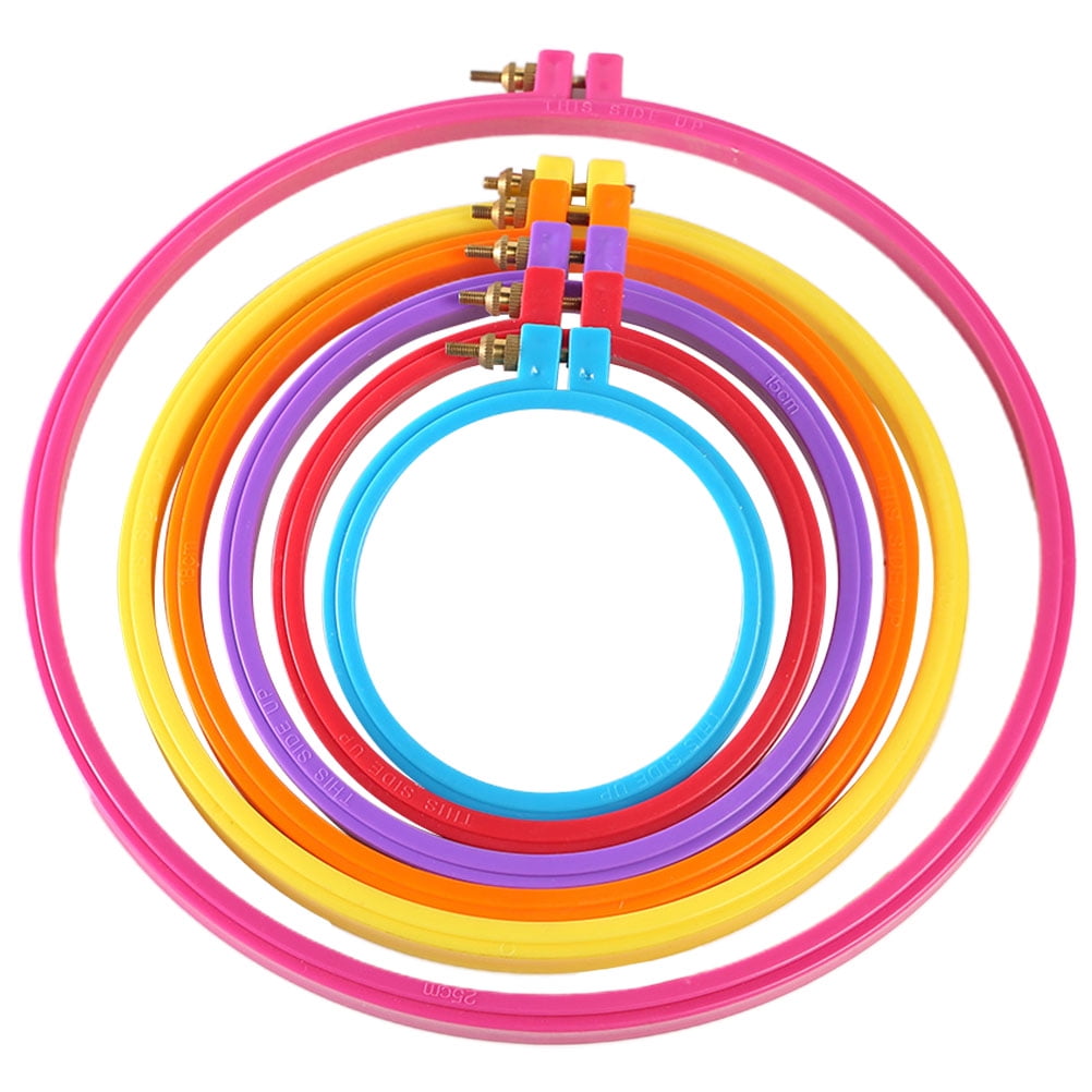 Embroidery Hoop 6pcs Plastic Embroidery Circle Frame Adjustable Cross ...