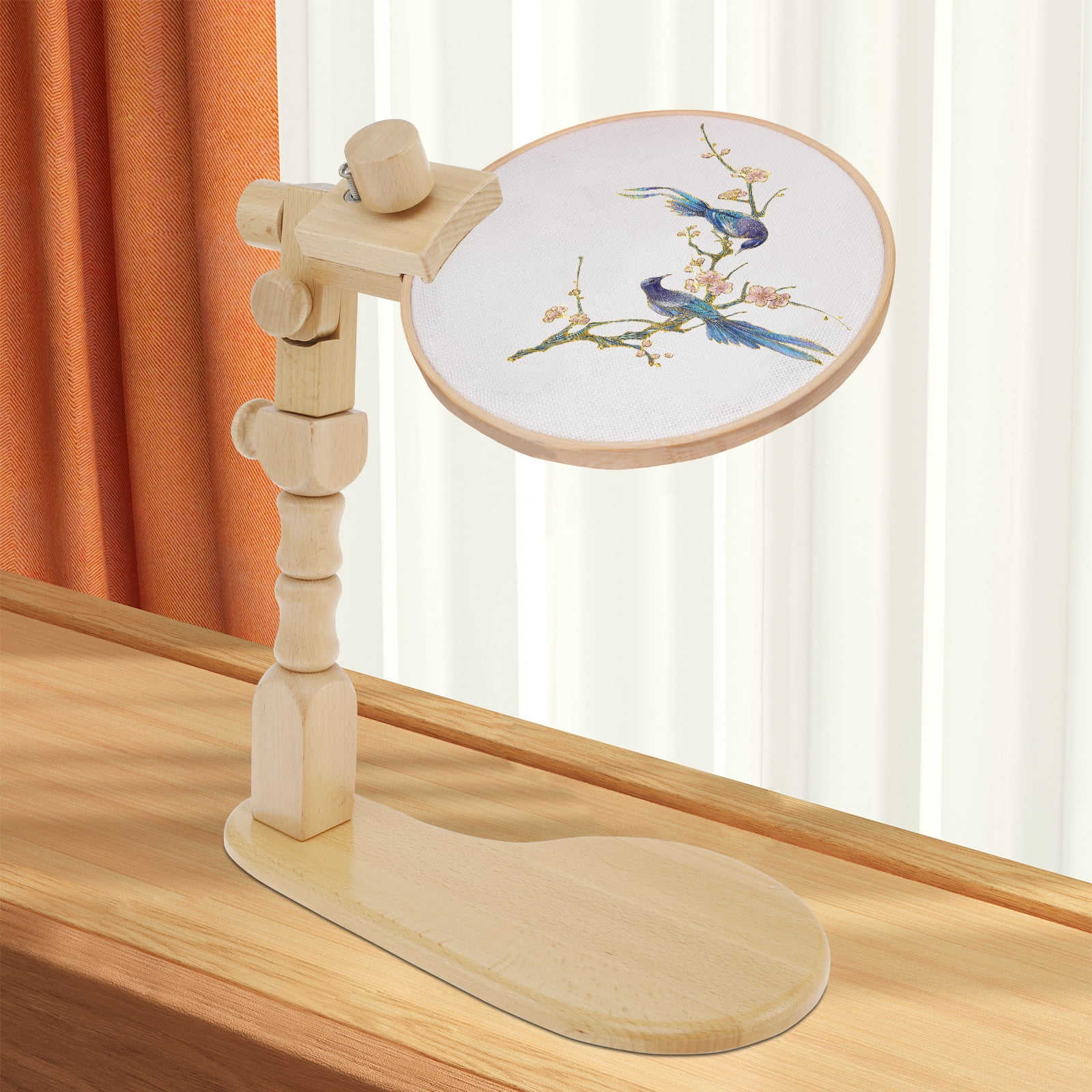 Embroidery Hoop Stand Adjustable Beech Wood Cross Stitch Stand Rotated ...