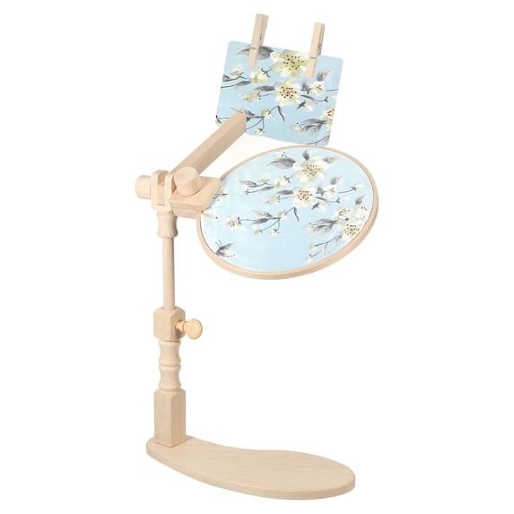 Embroidery Hoop Stand, Adjustable Sitting Cross Stitch Stand Wooden ...