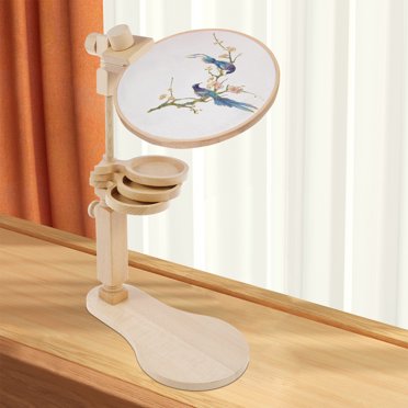 Adjustable Embroidery Hoop Holder with Clamp, Wooden Stitch Stand ...