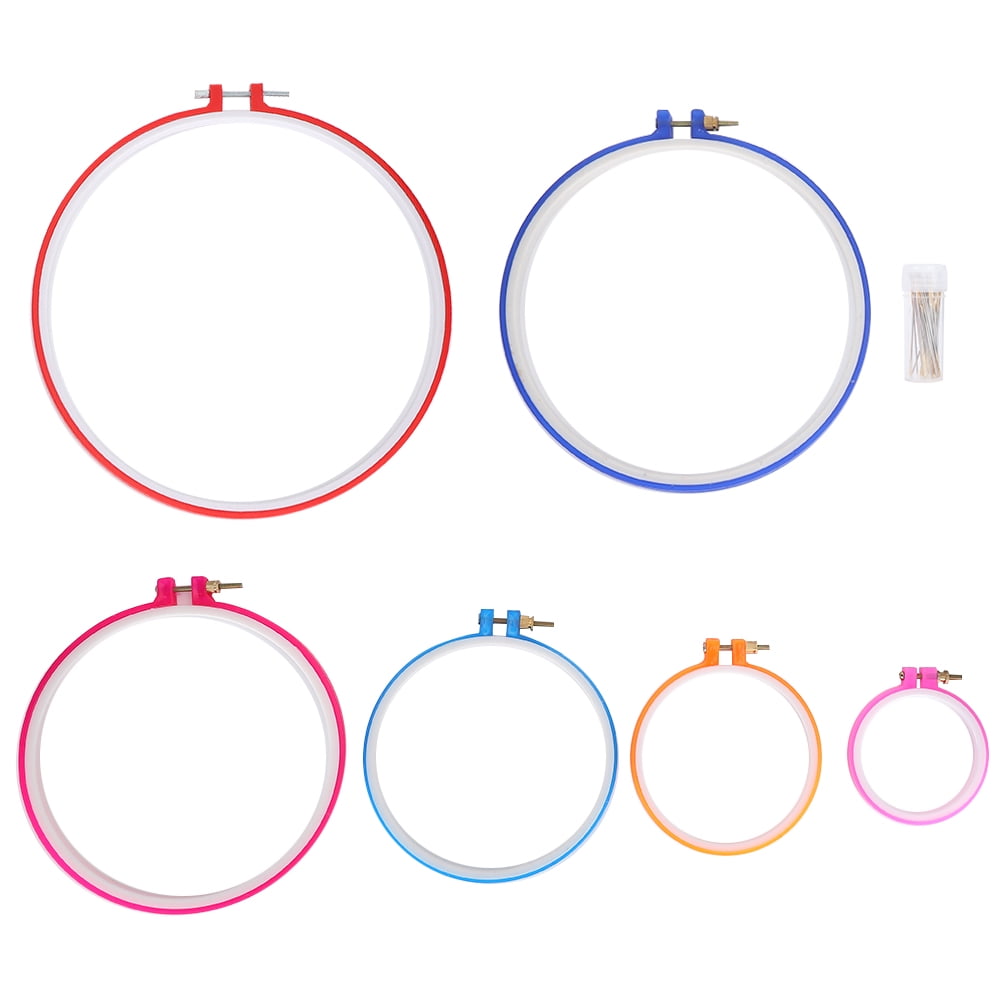Embroidery Hoops Plastic Circle Cross Stitch Frame Set Adjustable DIY ...