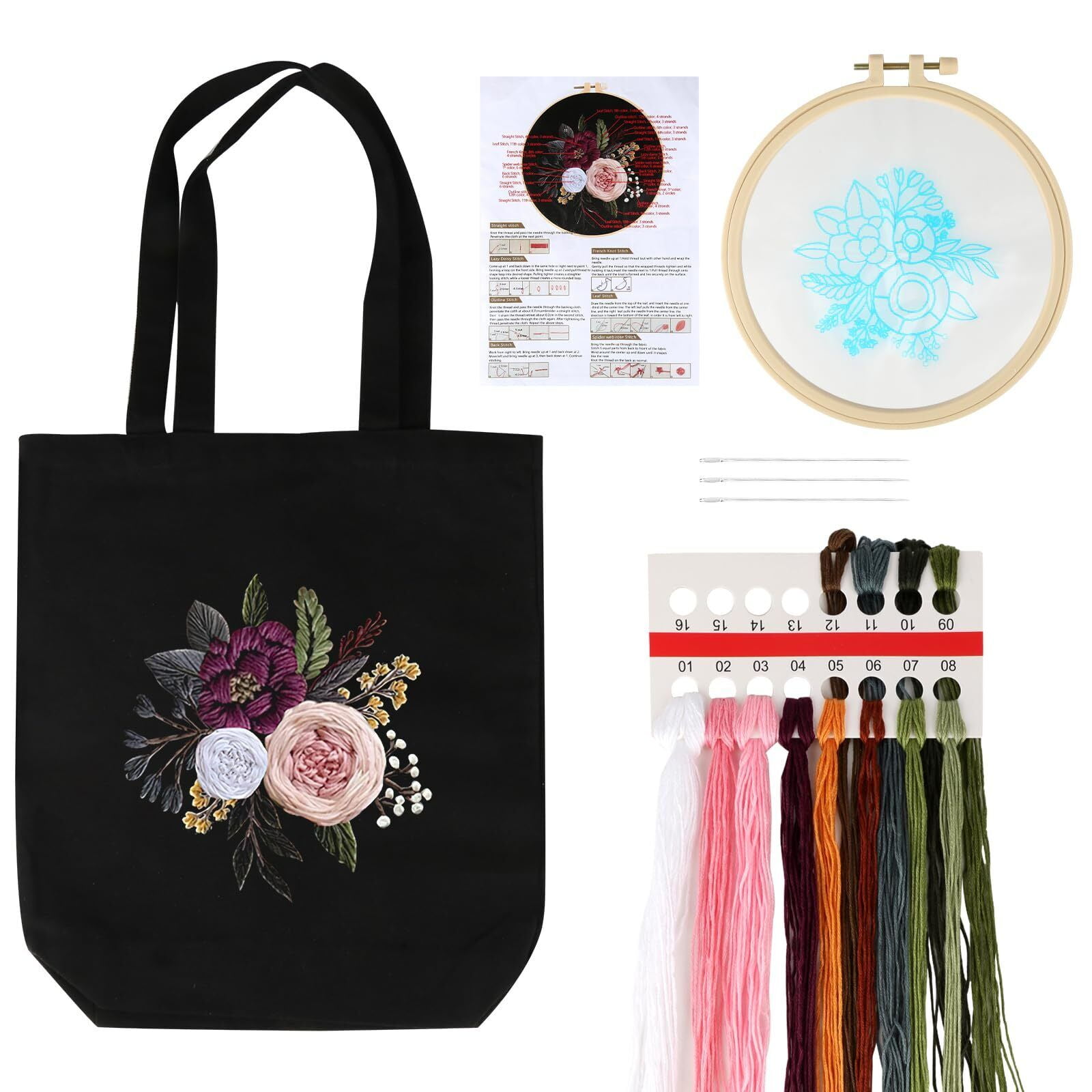 Embroidery Kit Art Craft Sewing Set DIY Cross Stitch Starter for ...