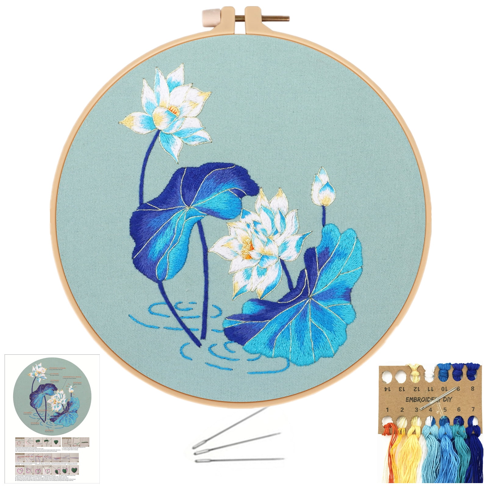 Embroidery Kit with Pattern Instructions for Adult Beginner, DIY Cross ...