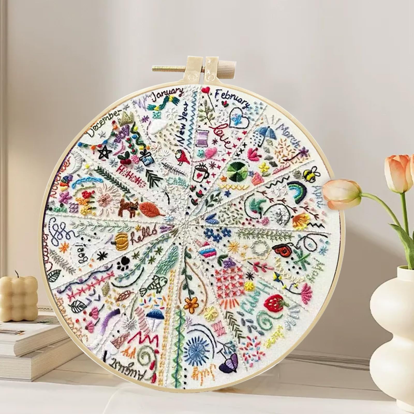 Embroidery Kit for Beginners Adults, 5 Basic Stitches Practice Tool for ...