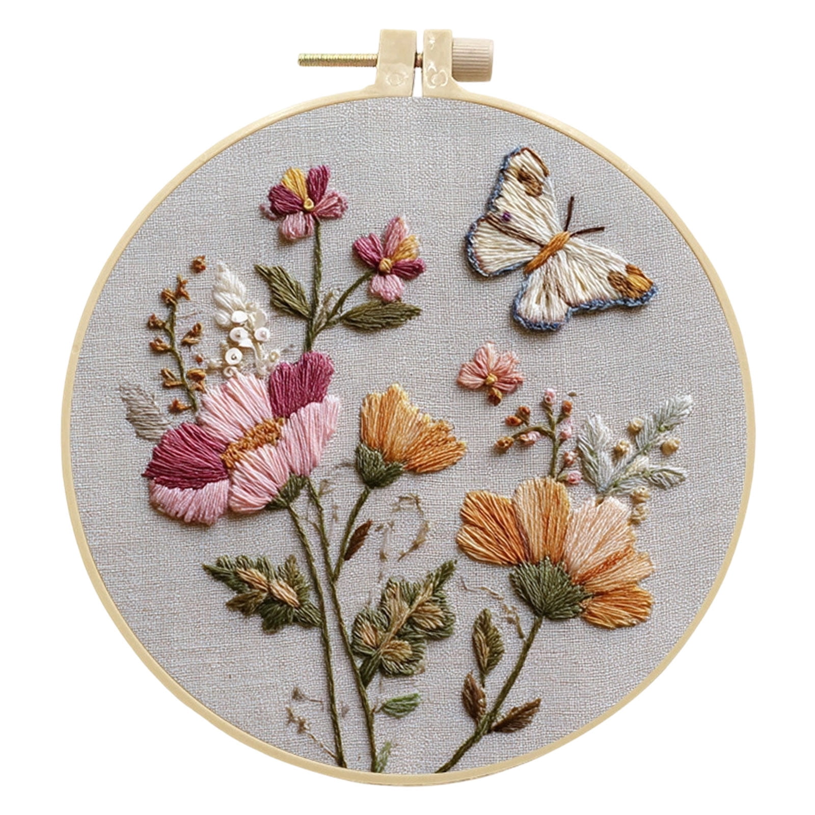 Embroidery Kit for Beginners Adults Includes Stamped Flowers Butterfly ...