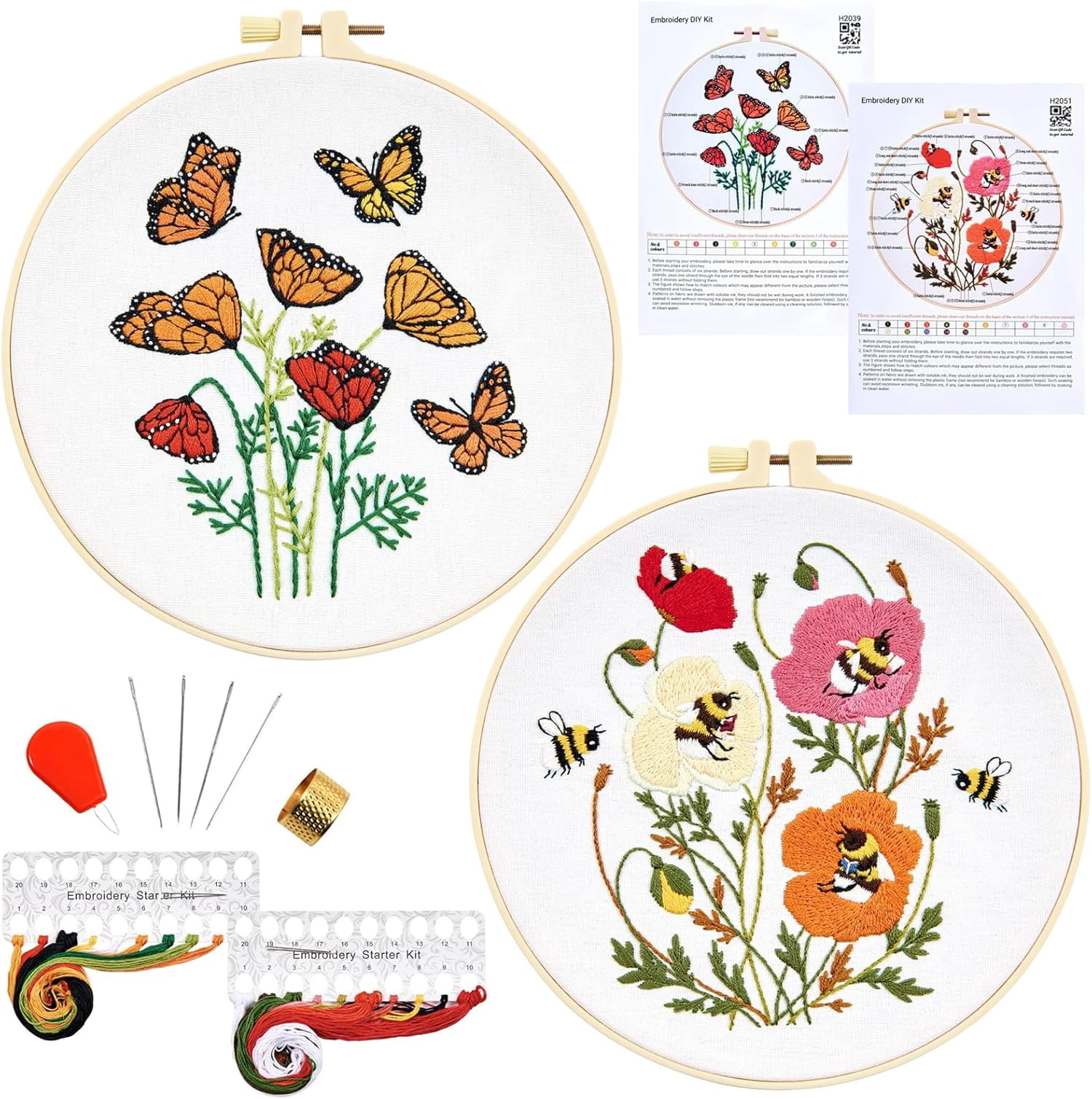 Embroidery Kits for Beginners , Butterfly Hand Embroidery Starter Kits ...