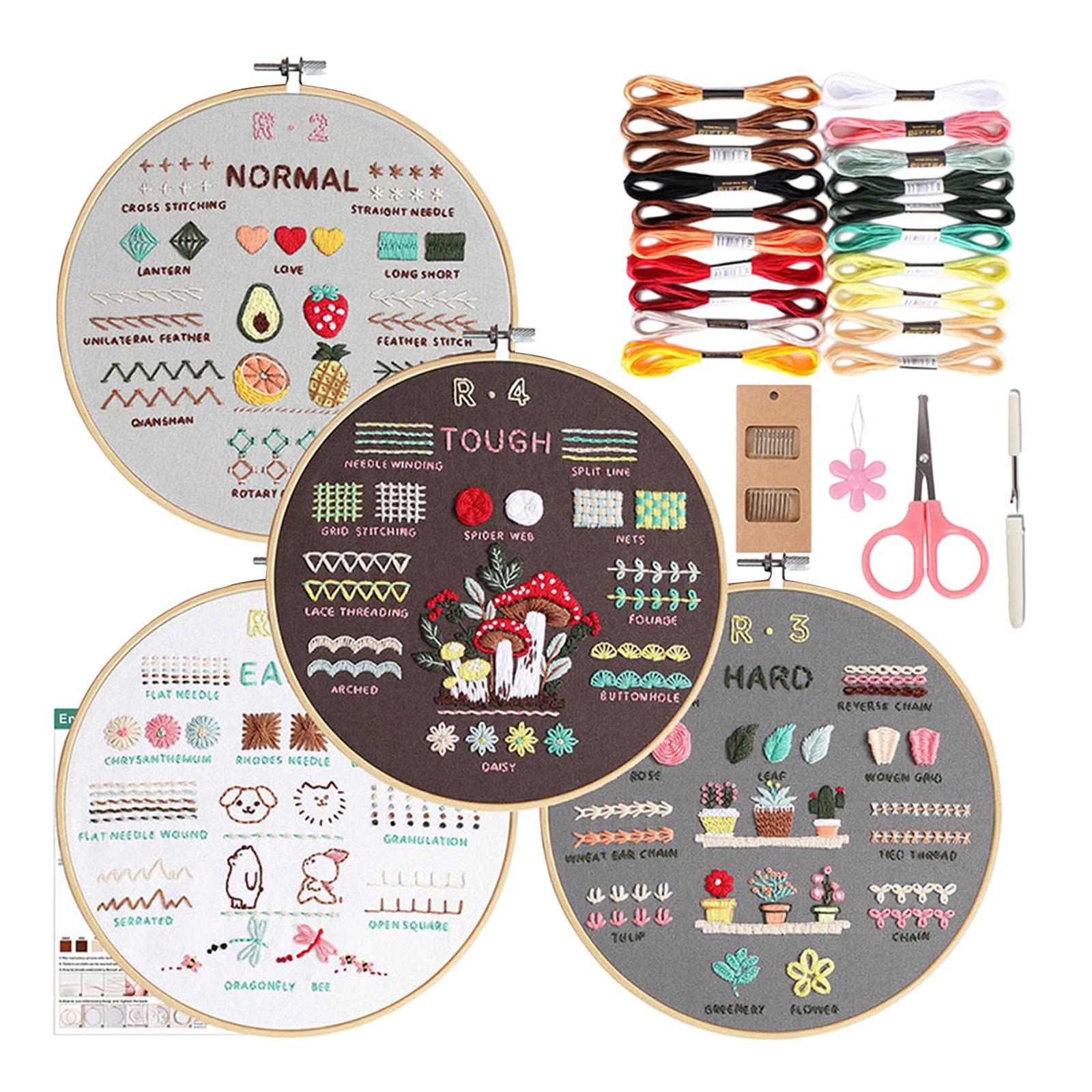 Embroidery Kits for Beginners – Stamped Sewing Starter Kit with Hoop ...