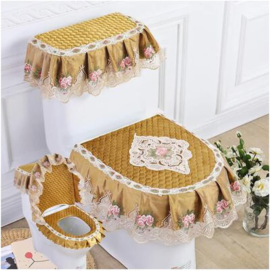 Embroidery Lace Toilet Mat Toilet Seat Cover/Lid Cover/Tank Cover Set ...