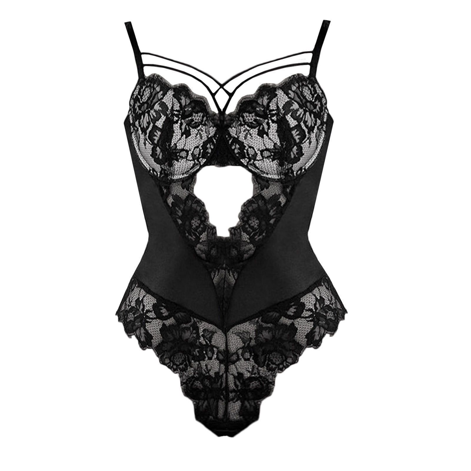 Embroidery Ladies Strap Crochet Cutout Teddy Lingerie Bandage Underwear ...