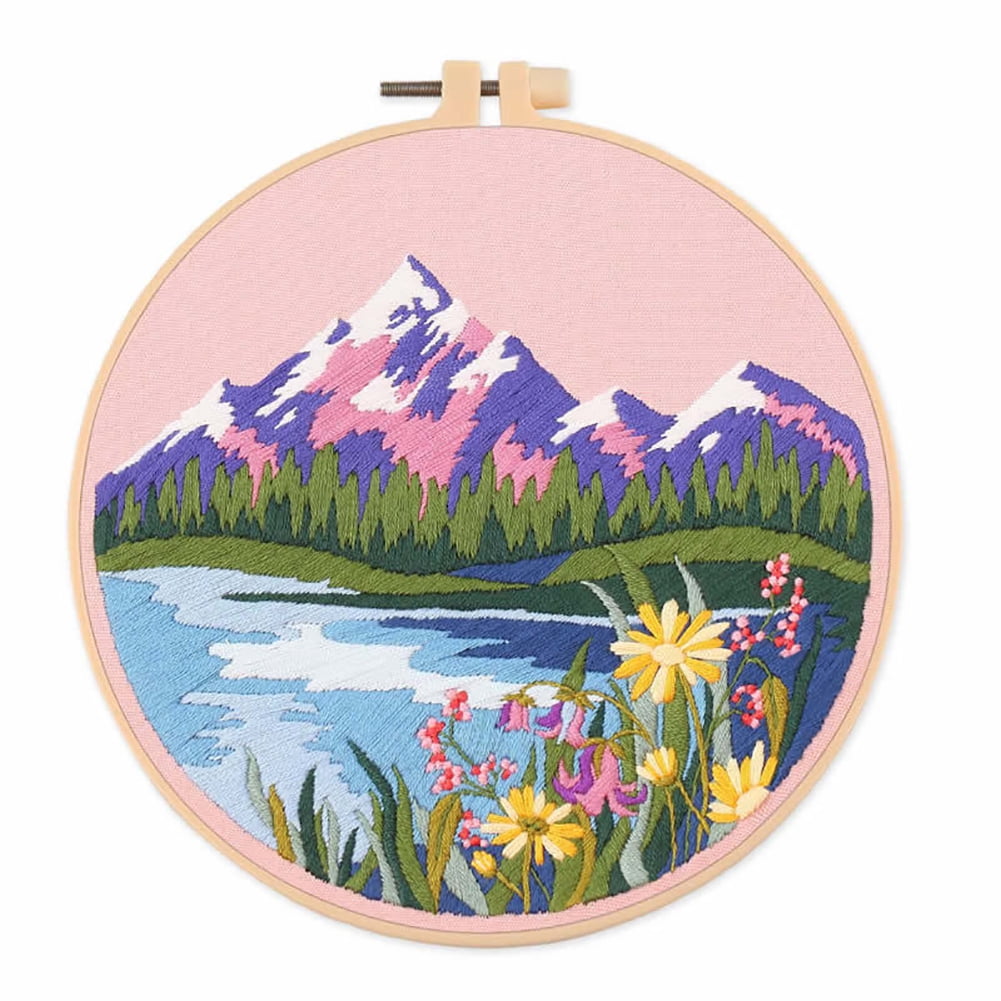 Embroidery Material Set for Beginner Landscape Pattern Embroidery Cloth ...