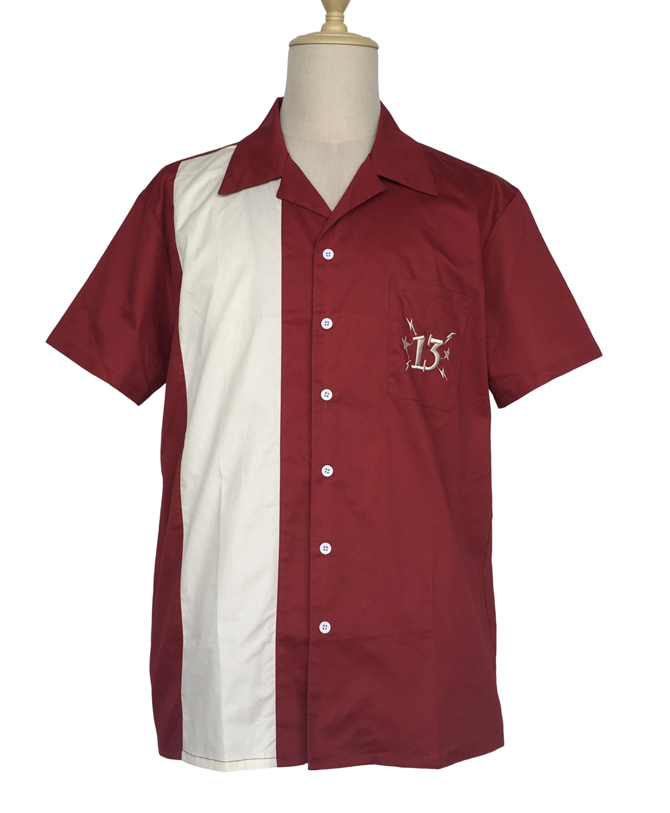 Embroidery Men Shirt Two-tone Color Bowling Shirts - Walmart.com
