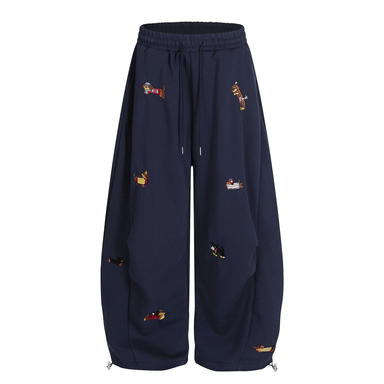 Embroidery Puppy Baggy Barrel Sweatpants Casual Y2K Elastic Drawstring ...