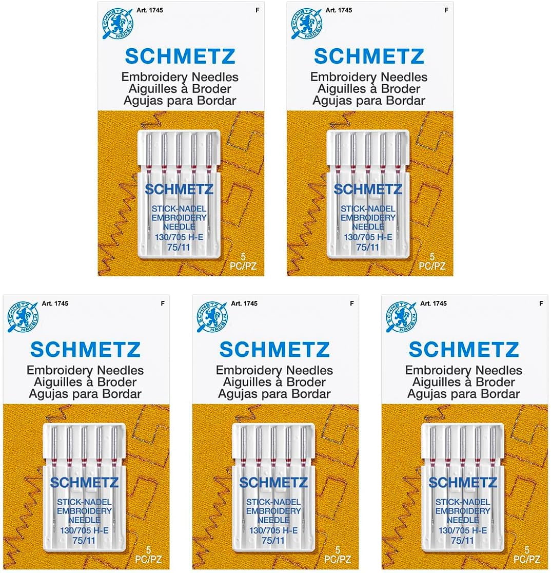 Embroidery Sewing Machine Needles - Precision Needles, Size 75/11, 5 ...