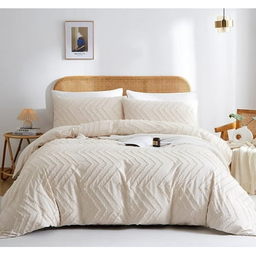 Geometric Arch Pattern Tufted Microfiber Duvet Cover Set Beige Boho ...