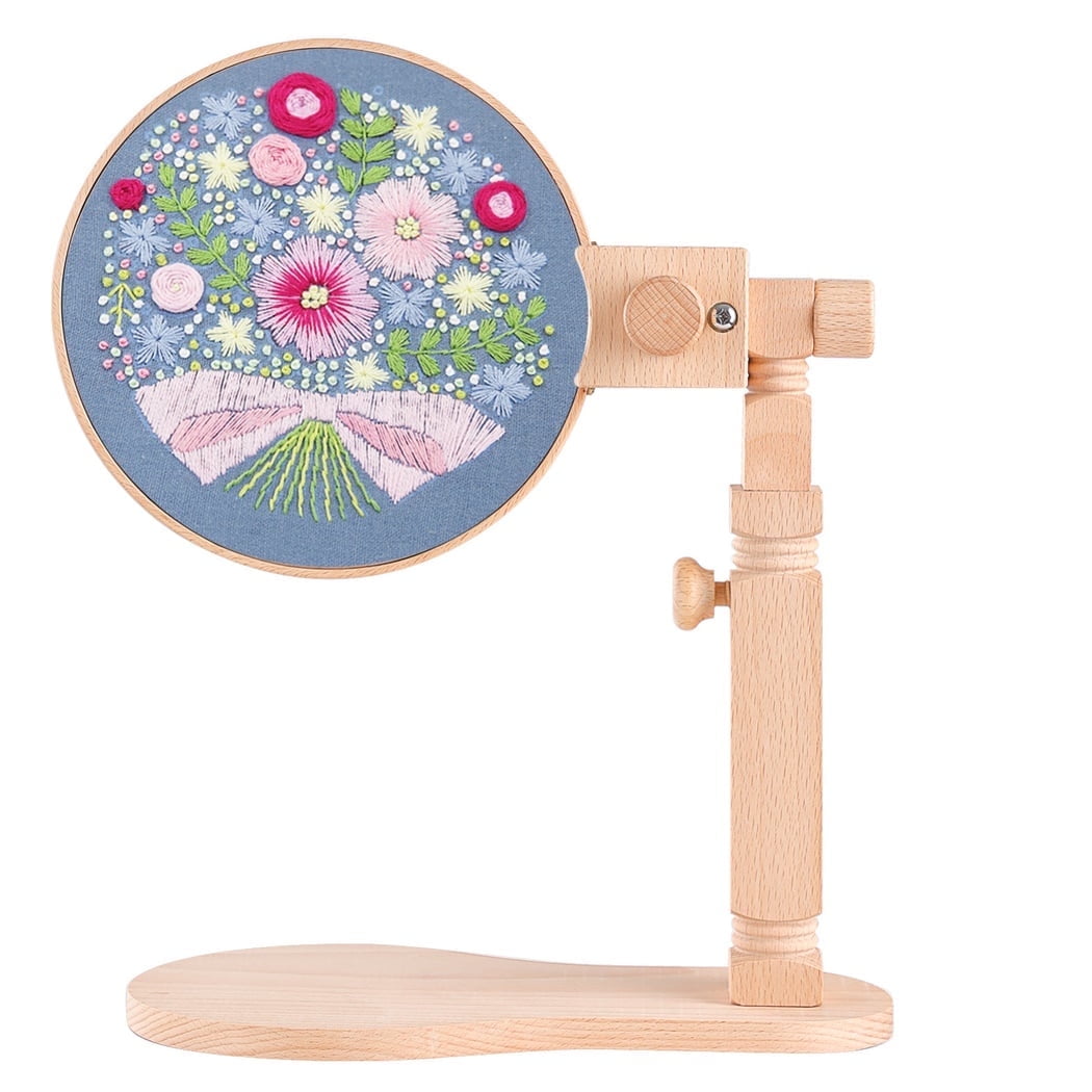 Adjustable Wooden Embroidery Stand with Cross Stitch Hoop Holder for ...