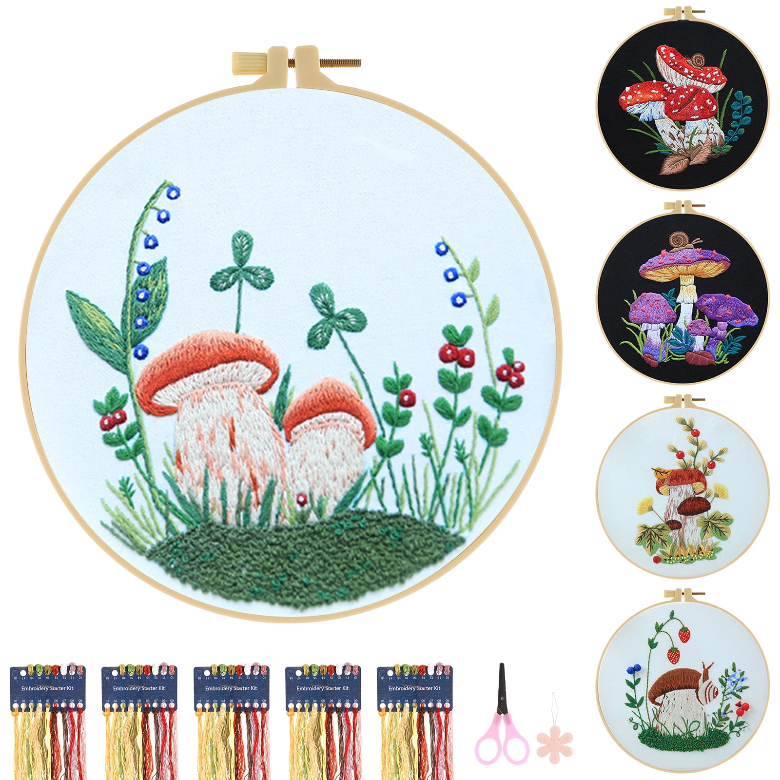 Embroidery Starter Kit for Beginners Adults Mushroom Embroidery Starter ...