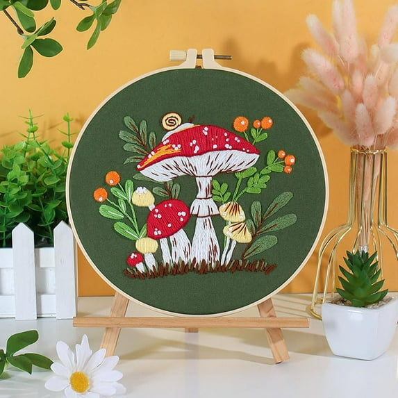 Embroidery Starter Kits with Mushrooms Pattern and Instructions ...